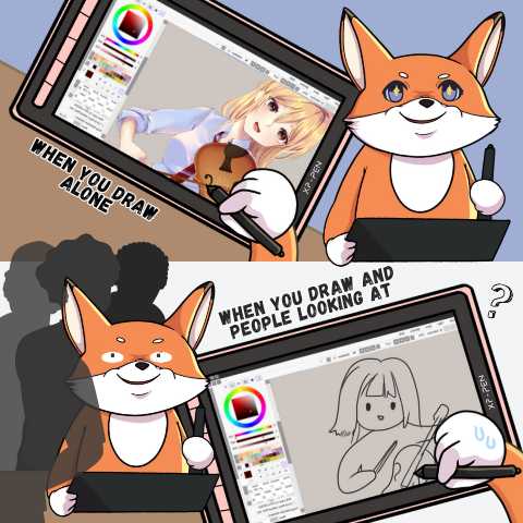 it's just me or everyone get nervous to draw if people staring ...